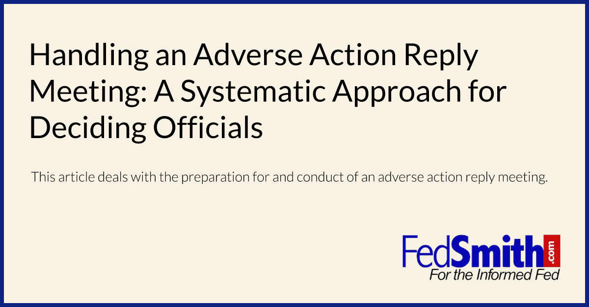 Handling An Adverse Action Reply Meeting: A Systematic Approach For ...