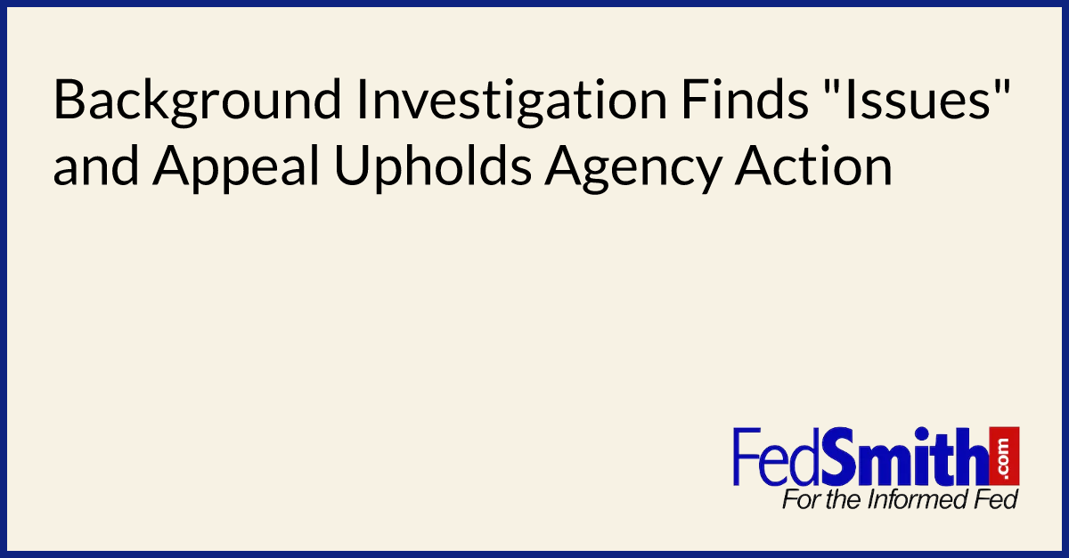 Background Investigation Finds "Issues" And Appeal Upholds Agency ...