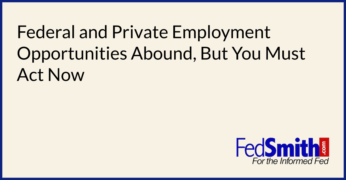 Federal And Private Employment Opportunities Abound, But You Must Act ...