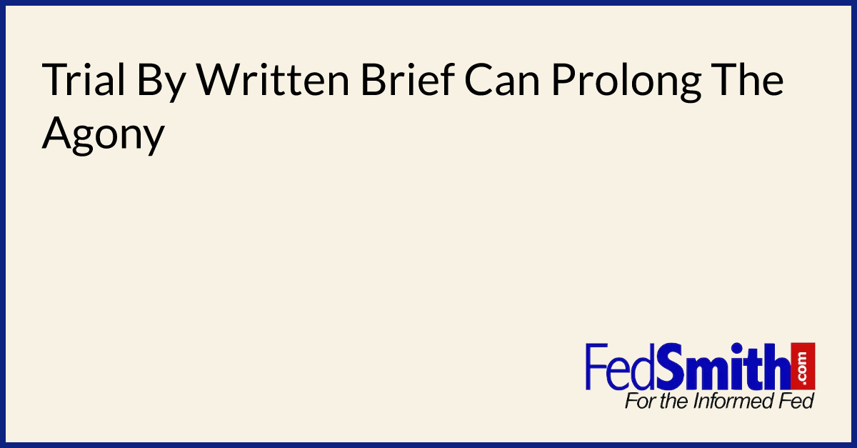 Trial By Written Brief Can Prolong The Agony | FedSmith.com